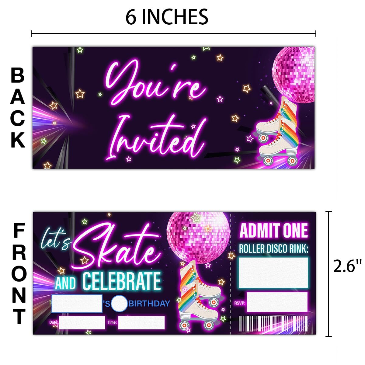 Unique Skate Shaped Birthday Invitations