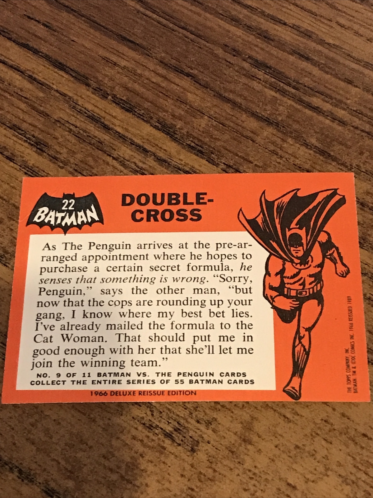 1989 Reprint REISSUE - 1966 Topps BATMAN "Black Bat" - Card #22 "Double ...