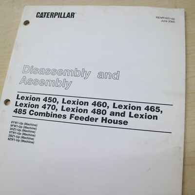 CAT LEXION 450 460 465 470 480 485 Combine Feeder House Service shop ...