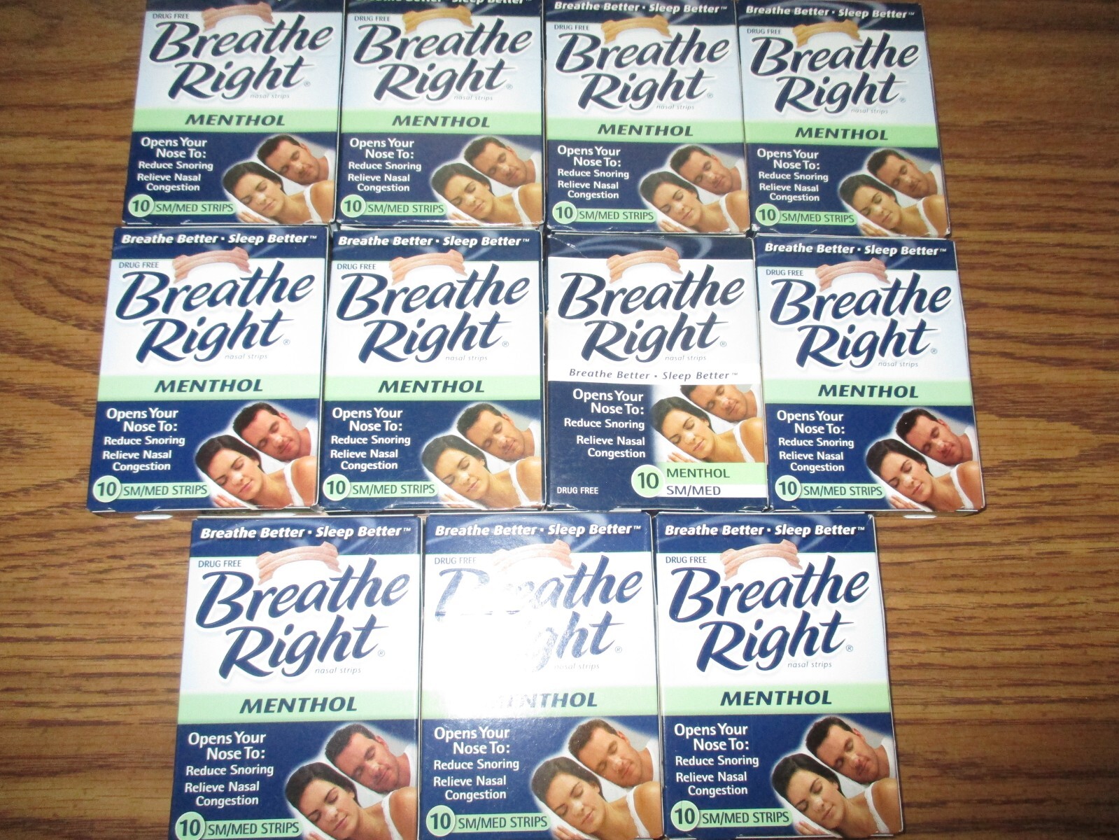 2 X Breathe Right 10 Nasal Strips Menthol Mentholated Sm/med Reduce ...
