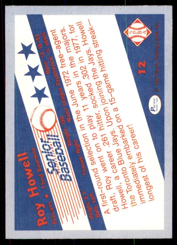 1990 Pacific Senior League Roy Howell Baseball Cards #12 | eBay