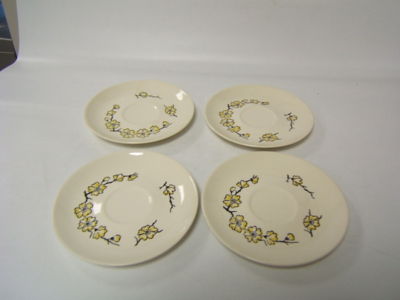 Old Vintage Lot Of Stetson China Co 4 saucers Floral Yellow Dogwood ...