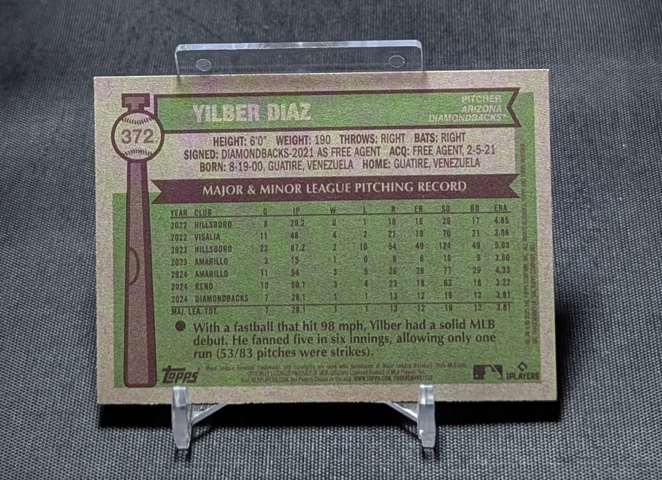Yilber Diaz Rookie RC 2025 Topps Heritage Baseball Card 372 Arizona ...