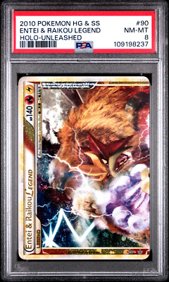 2010 POKEMON UNLEASHED ENTEI & RAIKOU LEGEND TOP #90 HOLO PSA 8 NM ...