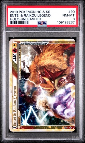 2010 POKEMON UNLEASHED ENTEI E RAIKOU LEGEND TOP #90 HOLO PSA 8 NM ...