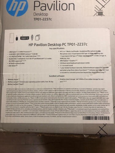 HP Pavilion TP01-2237c (512GB SSD, AMD Ryzen 3 5300G, 8GB RAM, AMD ...