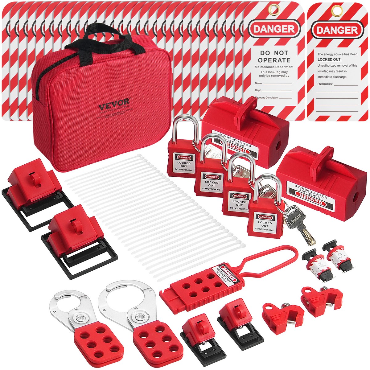 Lockout Tagout 27 Pcs Kit, Clamp On And Universal Multipole Circuit ...