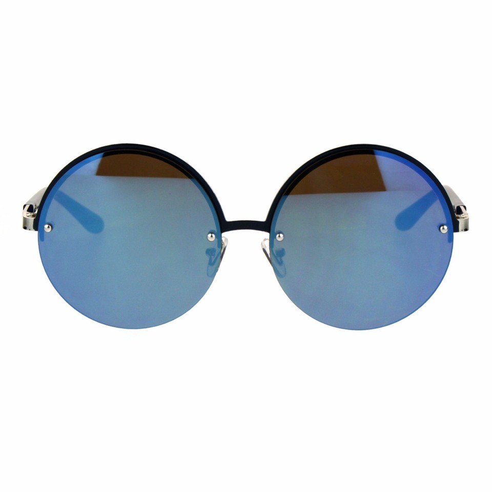 Womens Fashion Sunglasses Trending Half Rim Round Circle Frame UV 400 ...