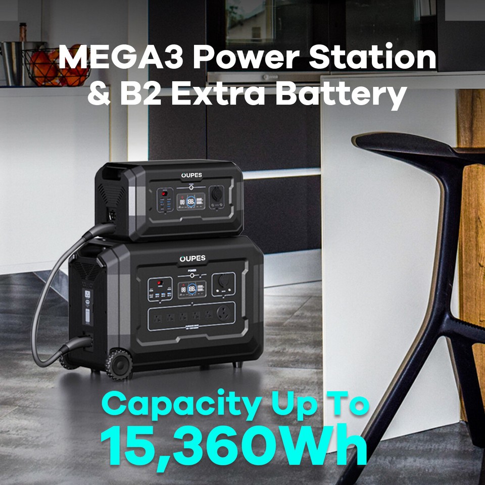 OUPES Mega 3 Power Station 3600W 3072Wh Solar Generator +B2 2048Wh ...