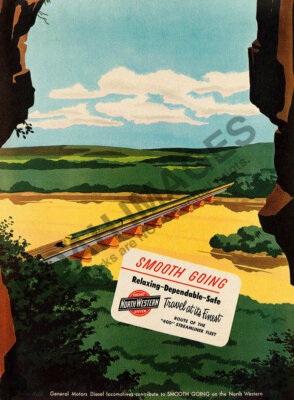 NorthWestern Railroad vintage train travel poster 12x16 | eBay