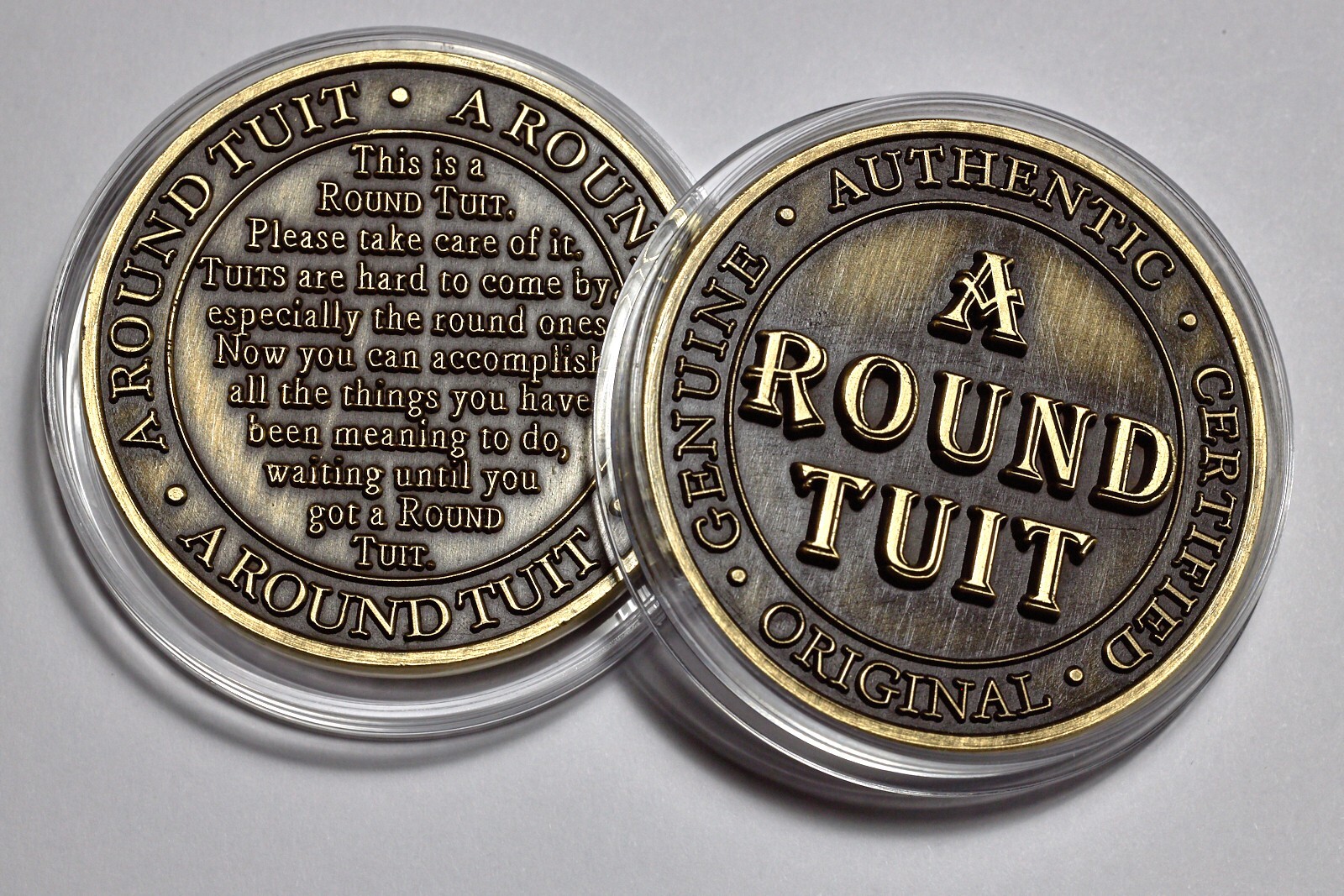 'A ROUND TUIT' Extremely Rare Coin. Capsule. Gift/Present. Antique Gold ...