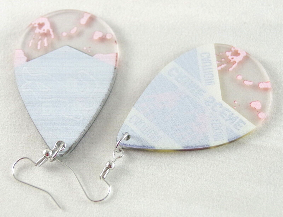 2 1/8" NWOT ASYMMETRICAL CSI CRIME SCENE ACRYLIC DROP DANGLE HALLOWEEN ...