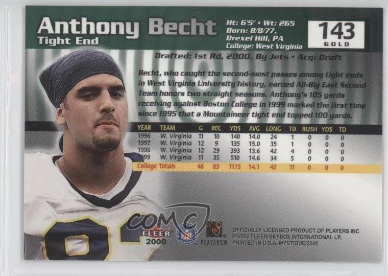 2000 Fleer Mystique Gold Anthony Becht #143 Rookie RC | eBay
