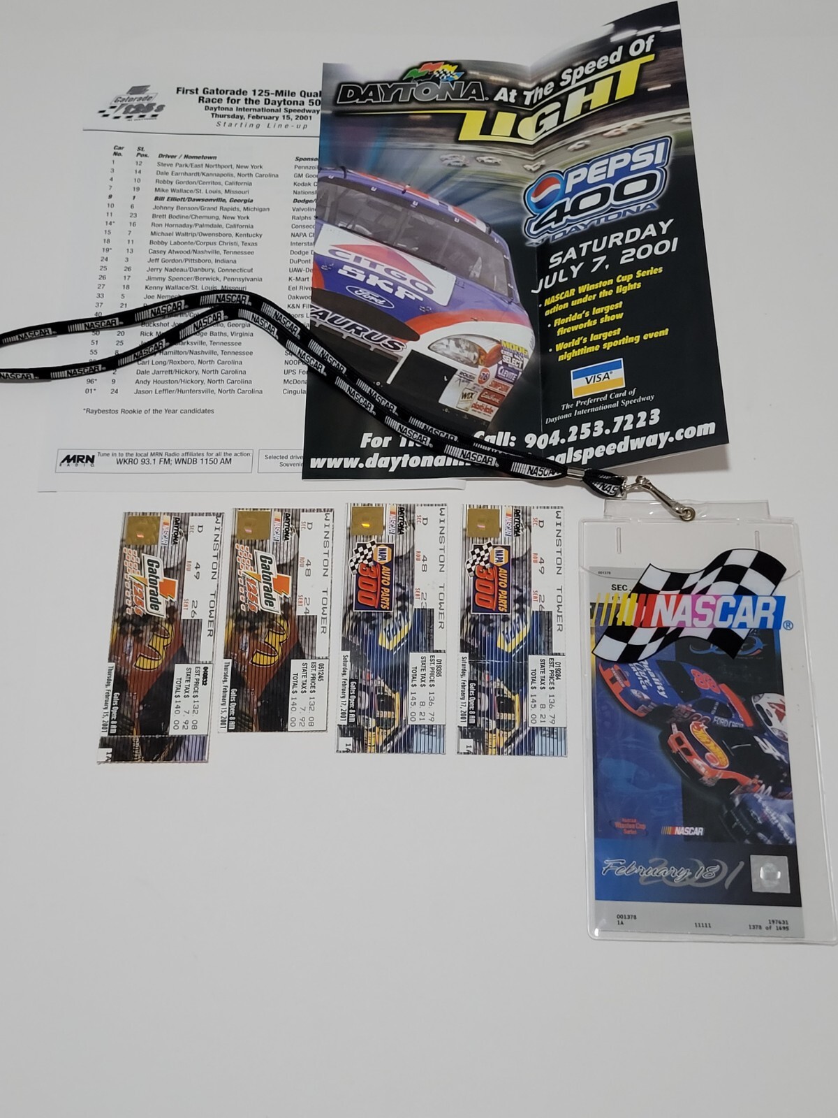 DAYTONA 500 Ticket Feb 18 2001 NASCAR Earnhardt Last Race Ticket and ...