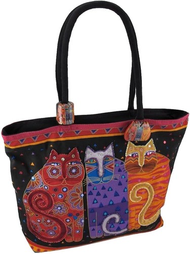 Indigo Laurel Burch Blue Cat Scoop Zippered Tote Bag Purse | eBay