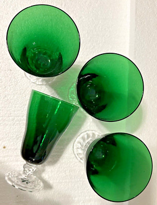 Vintage Set 4 Anchor Hocking Burple Inspiration Green Footed 6" Water ...