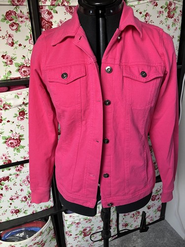Denim & Co D&Co Comfy Denim Style Stretchy Jacket in Hot Fuchsia Pink ...