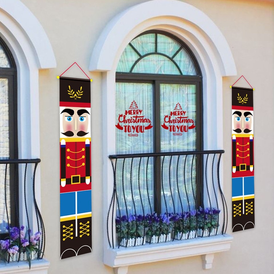 1 Pair Christmas Decoration Walnut Soldier Door Curtain Hanging Cloth ...