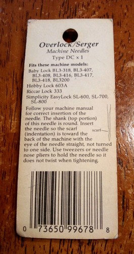 J & P Coats Overlock Serger Machine Needles Universal Point All Fabrics ...