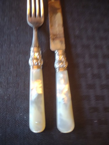 Meridian Cutlery Antique Mother of Pearl Handle Sterling Ferrule Fork ...