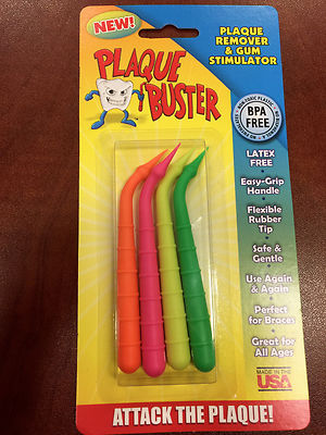 Plaque Buster Plaque Remover & Gum Stimulater - 4 Pack Dental Flosser ...
