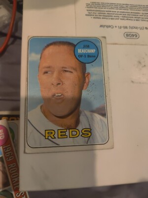 1969 TOPPS BASEBALL #613 JIM BEAUCHAMP CINCINNATI REDS HIGH NUMBER EX J ...