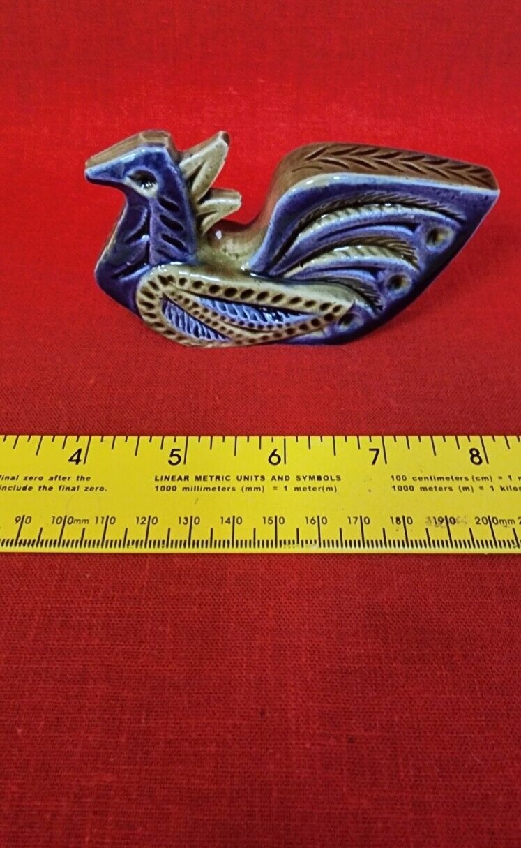 RARE Gofer Israel Ceramic Pottery Blue Abstract Bird ~2.5”x4.25” | eBay