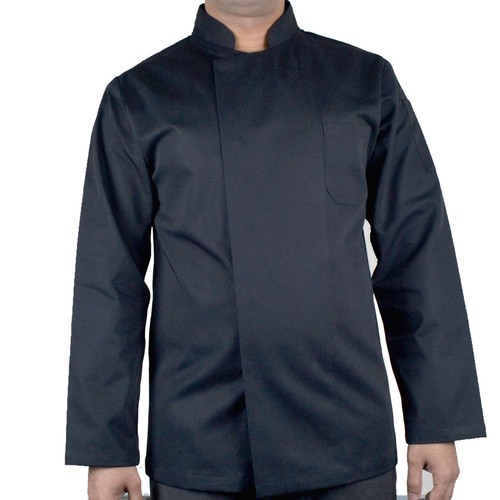Long Sleeve Chef Jacket Unisex Butcher Coat Catering Kitchen Black Chef ...