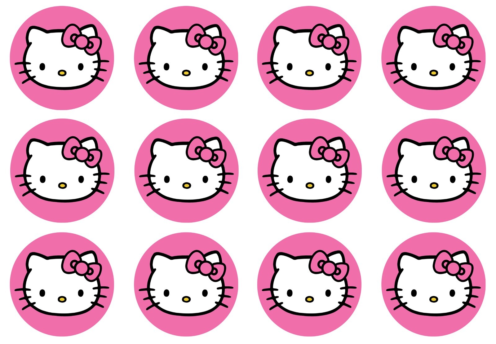 24x EDIBLE Hello Kitty Cupcake Cookie Toppers WAFER PAPER Sheet UNCUT 1 ...