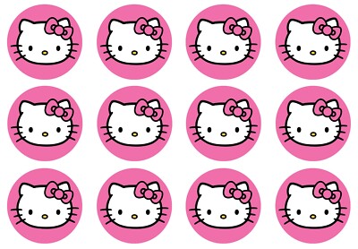 24x EDIBLE Hello Kitty Cupcake Cookie Toppers WAFER PAPER Sheet UNCUT 1 ...