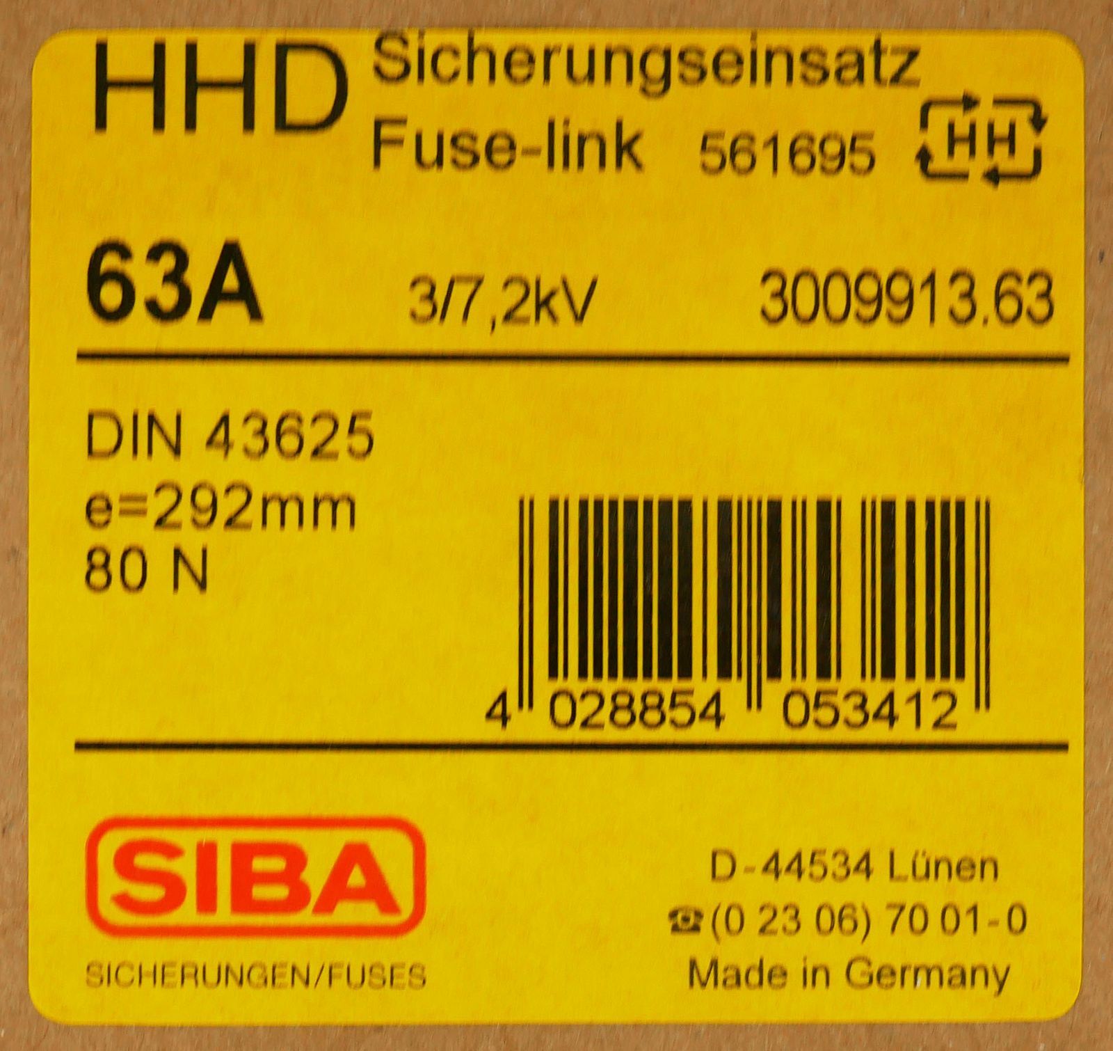 Neu SIBA FUSE 3009913.63 3009913-63 3009913 63 for sale online | eBay