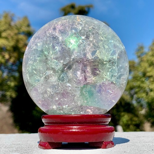 1.36LB Natural Rainbow Quartz sphere Crystal ball Healing+stand | eBay