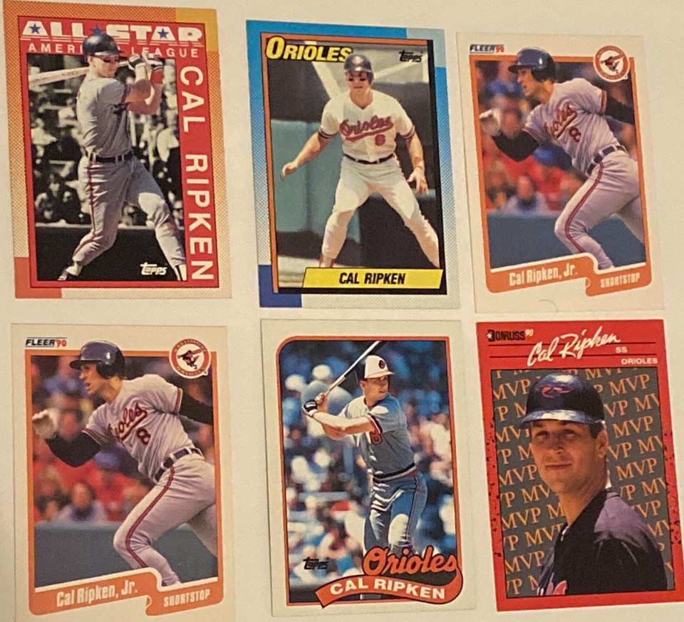 Cal Ripken Jr 8 Card lot- Rare Cards From The 80s And 90s Topps Orioles ...