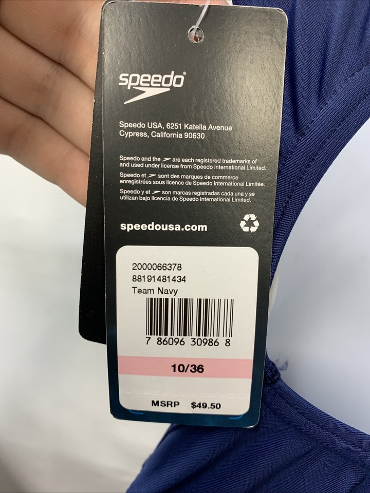 Speedo Pro LT Swimsuit Navy Blue Women's 10 36 One-Piece Suit Racerback ...