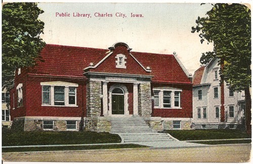 Public Library in Charles City IA Postcard 1909 | eBay