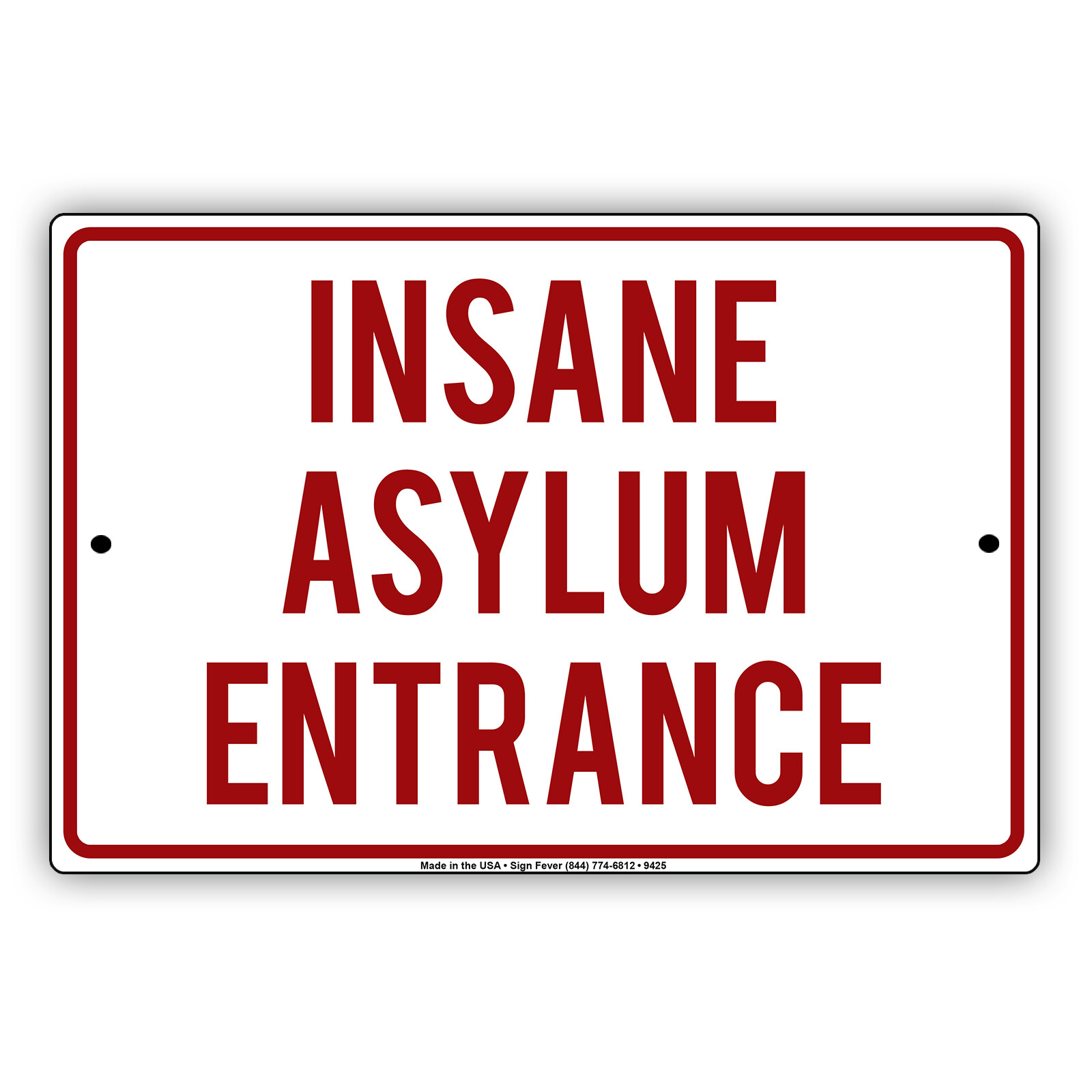 Insane Asylum Entrance Office Humor Break Room Beware Aluminum Metal ...