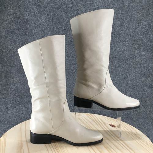 Markon Boots Womens 10M Tall Riding White Pull On Mid-Calf Round Toe ...