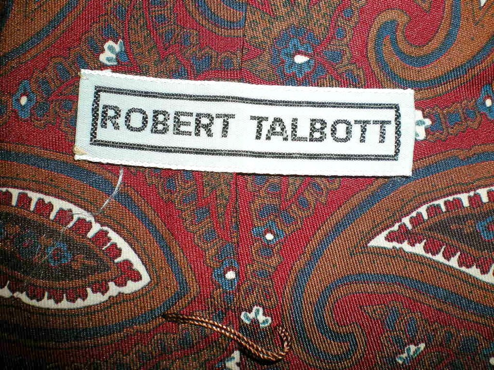 ROBERT TALBOTT 4 "wide PAISLEY~C:1980's ~CLASSIC COLORS-BURG./BROWN ...