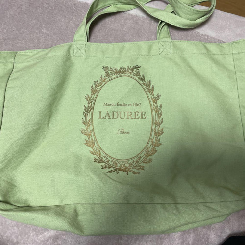 Laduree Green Gusseted Tote Bag French Made Shopping Bag Canvas Cotton ...