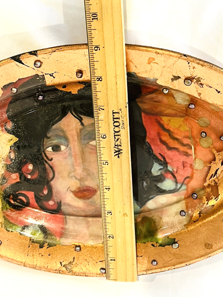 Jill Krasner Studios Handcrafted Art Vibrant Woman Face Glass Platter ...