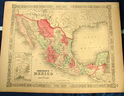 Antique 1864 Map: Johnson's MEXICO, US Civil War Era | eBay