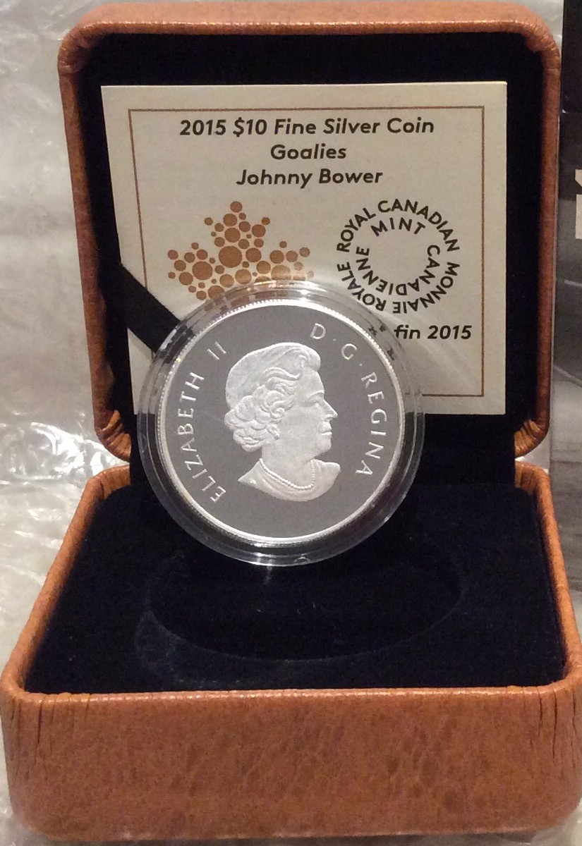 Johnny Bower $10 2015 Silver Proof Coin Canada, NHL Goalies, Toronto ...