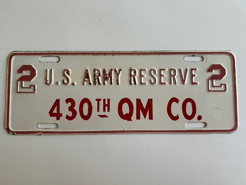 1950s 2nd Army Reserve License Plate Topper 430th Quartermaster ...