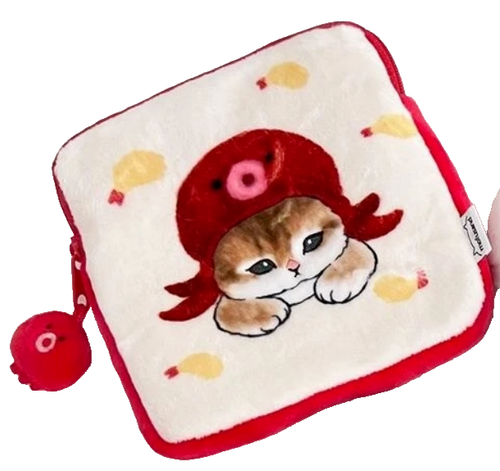 New Mofusand RED Octopus 3D MakeUp Vanity MEDIUM Case Pouch Organizer ...