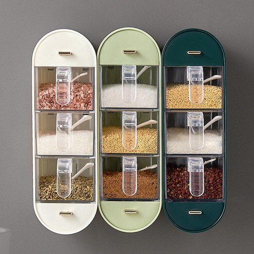 Wall Mounted Seasoning Box Plastic Condiment Box Clear Sugar Salt ...