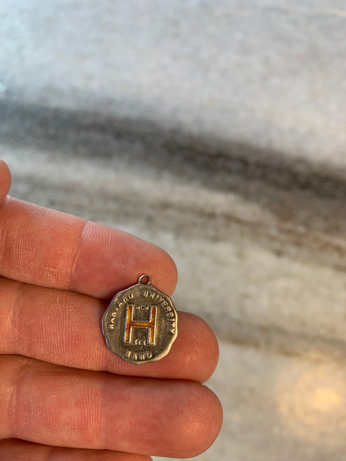 RARE ANTIQUE HARVARD UNIVERSITY BAND ENAMEL STERLING BADGE CHARM MEDAL ...