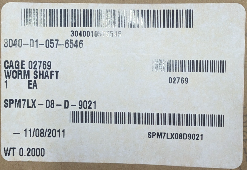 Worm Shaft M64 Sight Unit Telescope Mount 3040-01-057-6546 Military ...