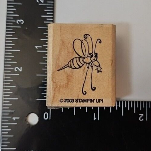Bee Rubber Stamp Wood Mount Mini Small Wasp Cute Cartoon Stampin Up ...