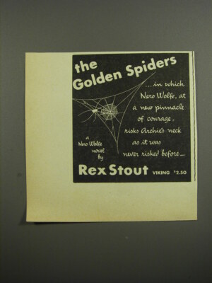 1953 The Golden Spiders Book by Rex Stout Advertisement - A Nero Wolfe ...