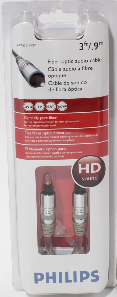 Philips Fiber Optic Audio Cable / TOSLINK cable, 3 feet, in product ...
